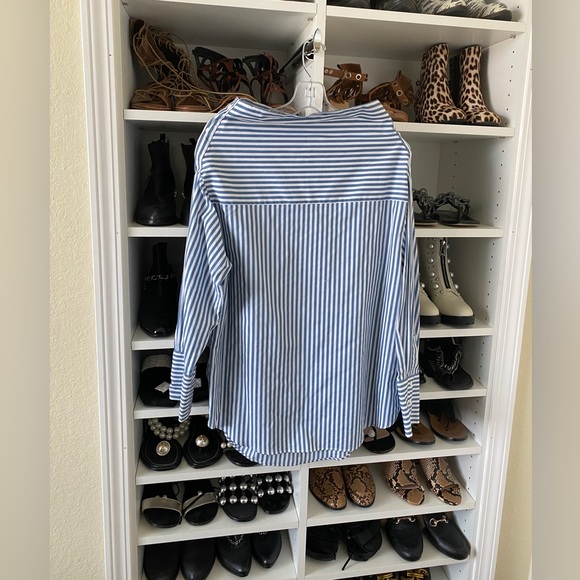 Zara | Tops | Zara Pinstripe Blouse | Poshmark